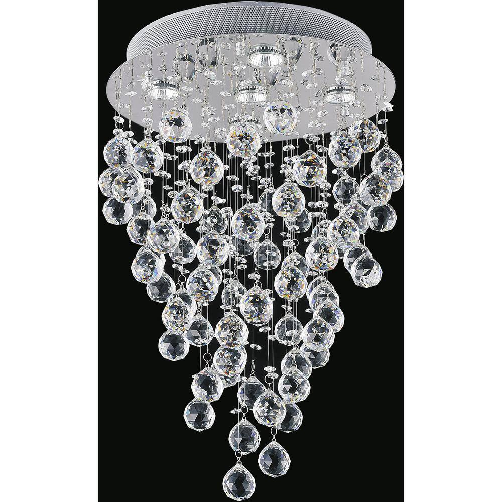 CWI Lighting Rain Drop 5 Light Flush Mount With Chrome Finish 6601C16C ...