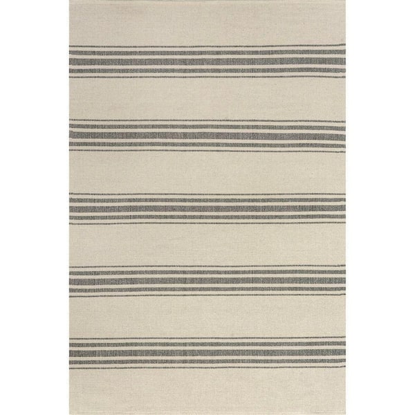 RUGS USA Bergamot Striped Cotton Beige 9 ft. x 12 ft. Area Rug NEVN04A ...