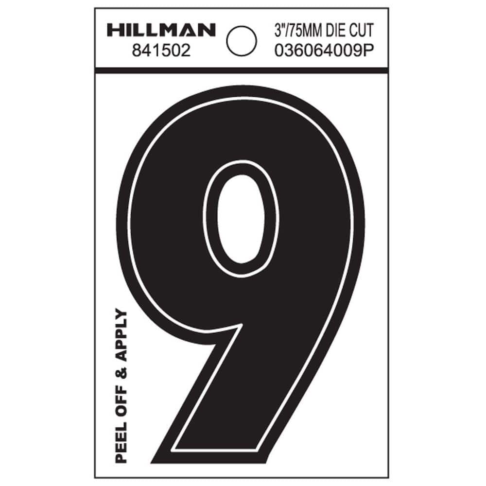 Hillman 3 in. Black Vinyl Die-Cut Number 9 841502 - The Home Depot