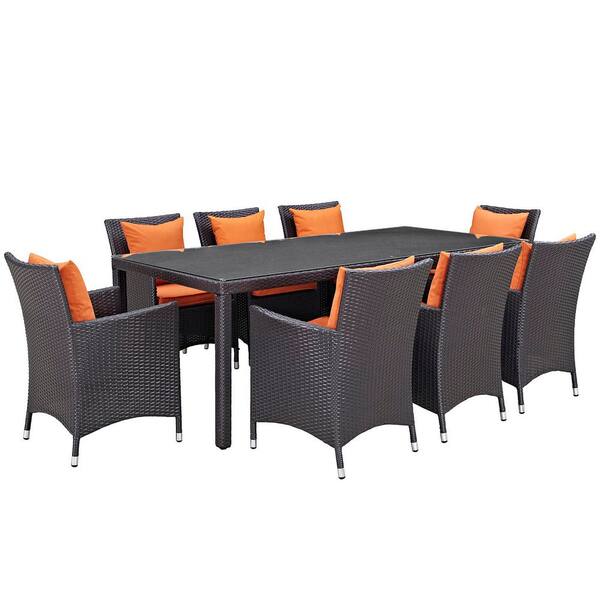MODWAY Convene 9-Piece Aluminum Patio Outdoor Dining Set with Washable ...