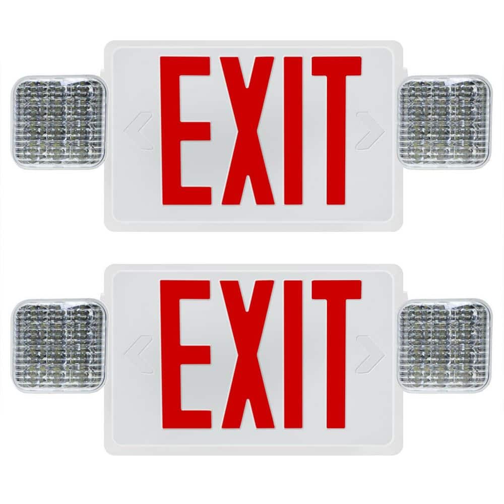 KOAOEIRS 14-Watt Equivalent 120-Volt Integrated LED White Exit Sign and ...