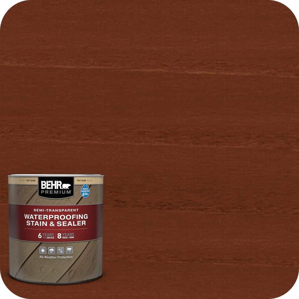 BEHR PREMIUM 1 qt. #ST-112 Barn Red Semi-Transparent Waterproofing ...