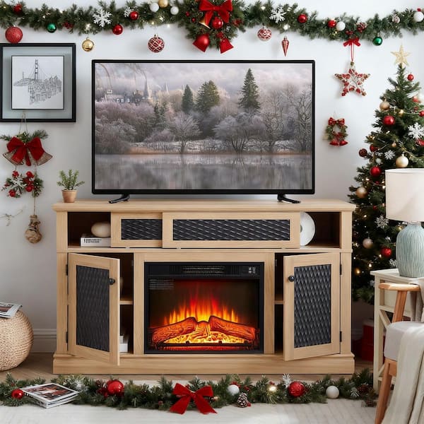 Kadehome 59 in. Freestanding Wood 23 in. Electric Fireplace Insert TV ...