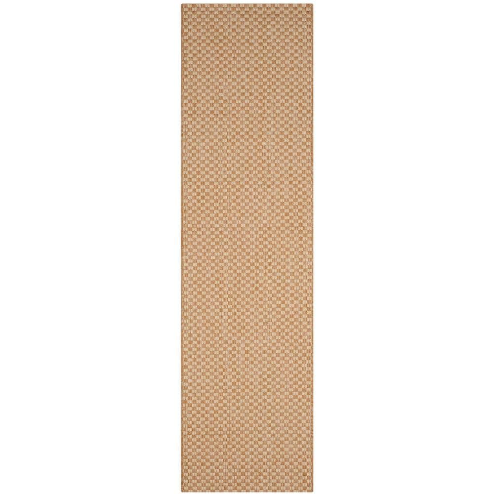 SAFAVIEH Courtyard Natural/Cream 2 ft. x 8 ft. Solid Indoor/Outdoor ...