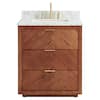 CHAMELEON CONCEPTS Baker 30" Woodgrain Vanity with Carrara Marble Top ...