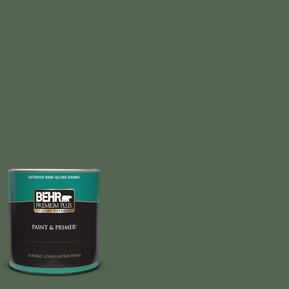 BEHR PREMIUM PLUS 1 qt. #S410-7 Equestrian Green Semi-Gloss Enamel ...