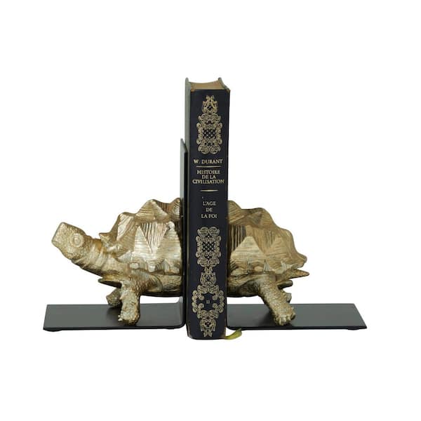 CosmoLiving by Cosmopolitan Brass Polystone Turtle Bookends (Set of 2 ...