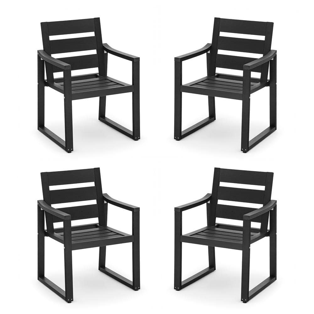 LUE BONA Stationary Stackable Square-Leg Plastic Wood All-Weather ...