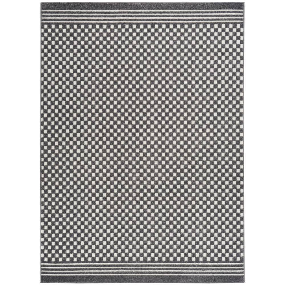 Nourison Casual Grey 7 ft. x 9 ft. Checker Contemporary Area Rug 983718 ...