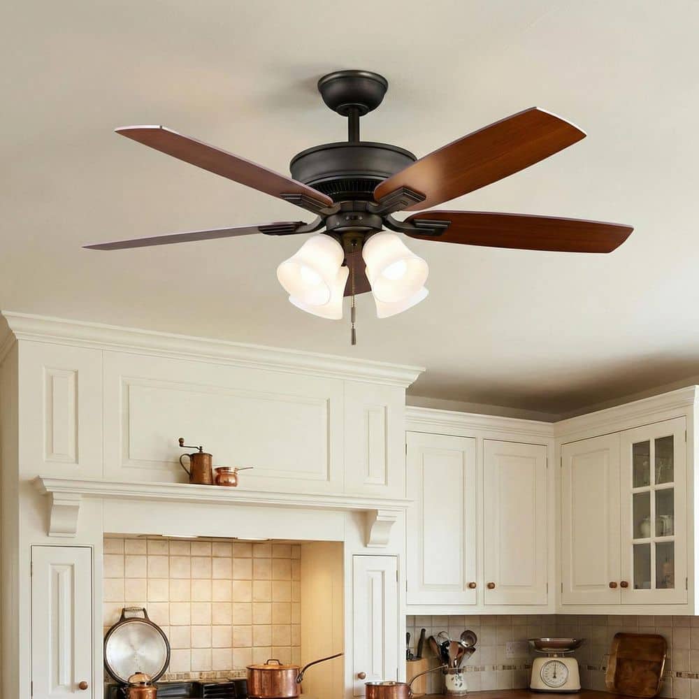 Hampton Bay Devron 52 in. LED Indoor Oil-Rubbed Bronze Ceiling Fan with ...