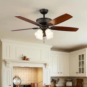 Hampton Bay Campbell 52 in. Indoor LED Mediterranean Bronze Ceiling Fan ...