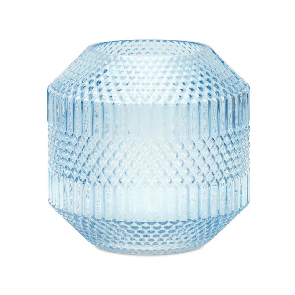 HomeRoots 8 in. Blue Crystal Round Decorative Vase 2000516259 - The ...
