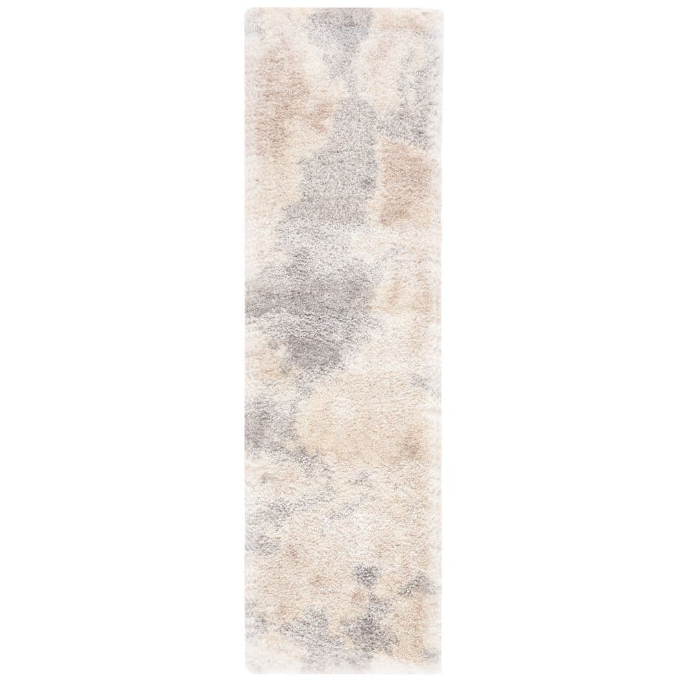 SAFAVIEH Cloud Shag 2 ft. x 8 ft. Ivory/Gray Distressed Flokati Runner ...