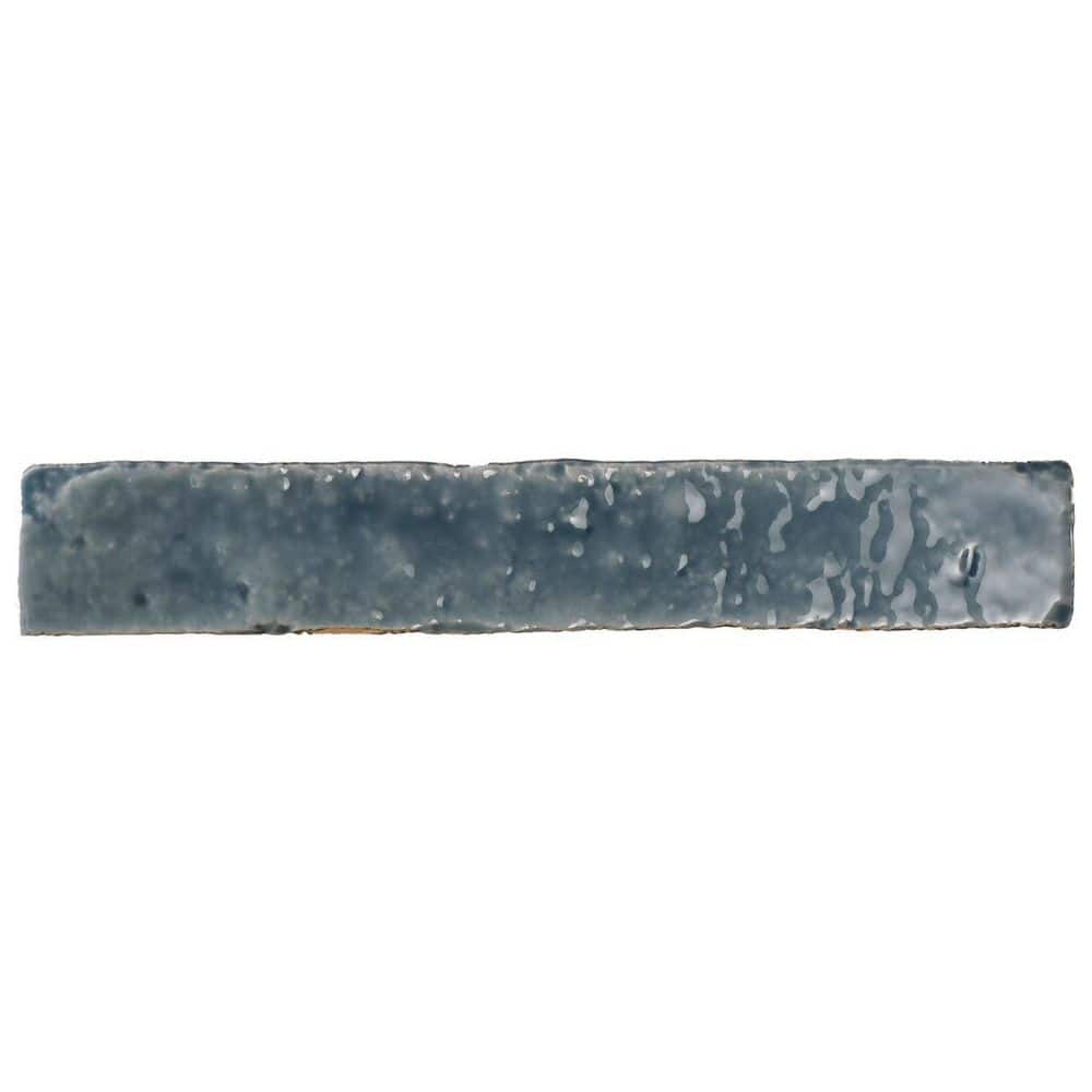 Ivy Hill Tile Virtuo River Blue 1.45 in. x 0.39 in. Polished Crackled ...