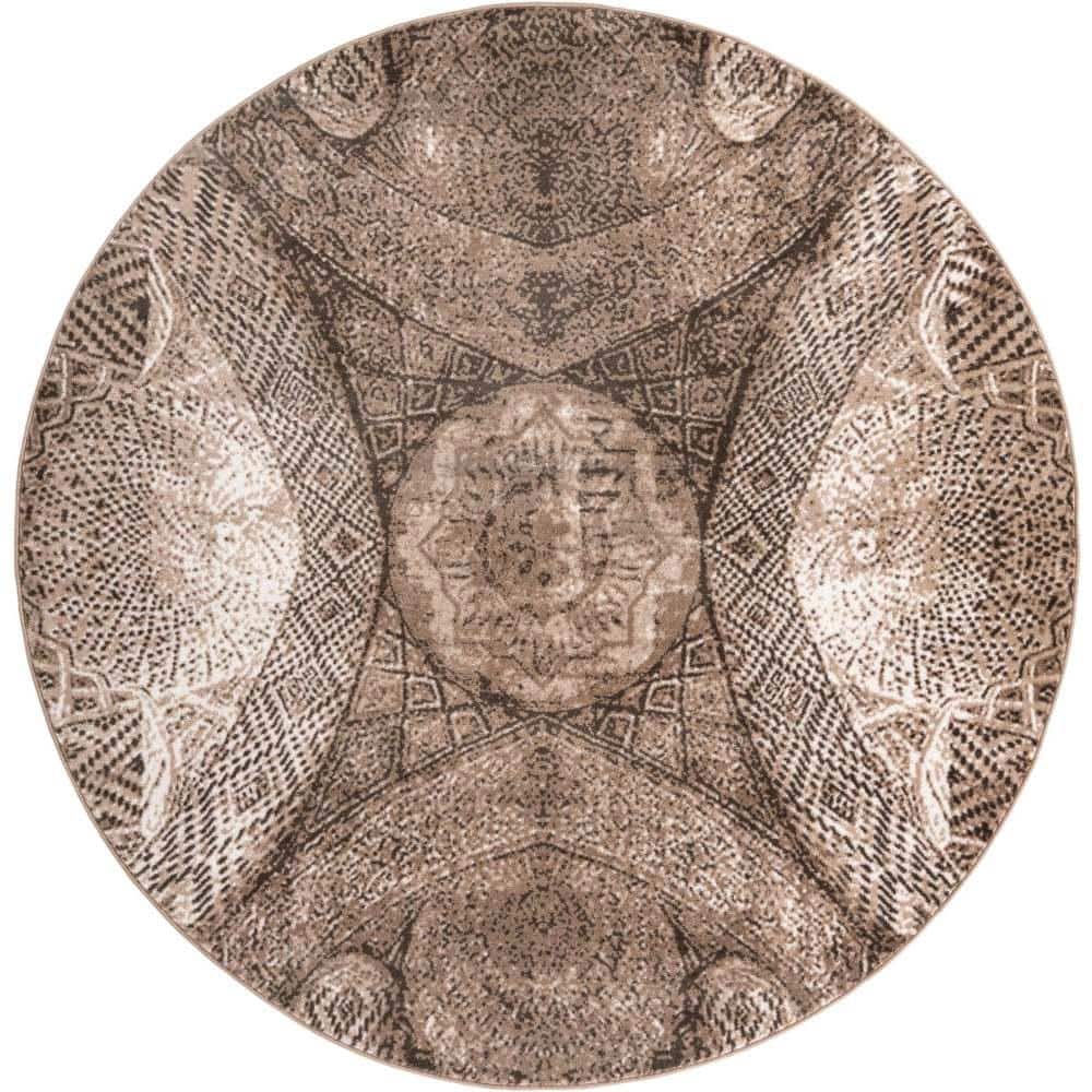 Unique Loom Sofia Albert Brown 7 ft. x 7 ft. Area Rug 3147071 - The ...