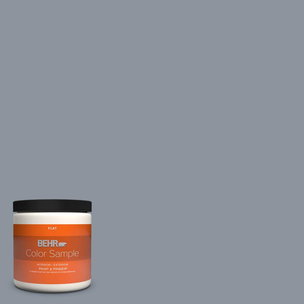 BEHR PREMIUM PLUS 8 oz. #PPF-28 Blue Dusk Flat Interior/Exterior Paint ...