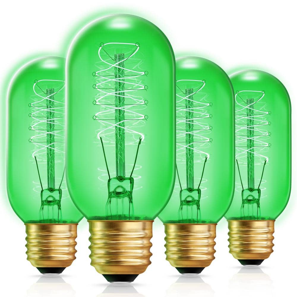 YANSUN 40-Watt Equivalent T45 Green Dimmable E26 Vintage Edison ...
