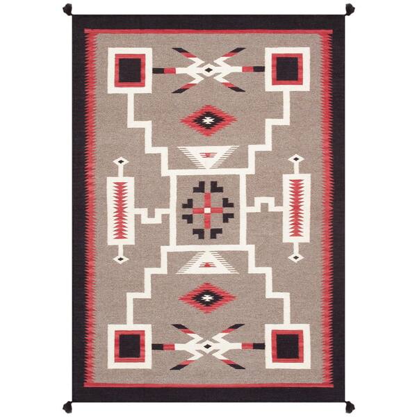 Pasargad Home Tuscany Mocha 5 ft. x 7 ft. Geometric Wool Area Rug PNT ...