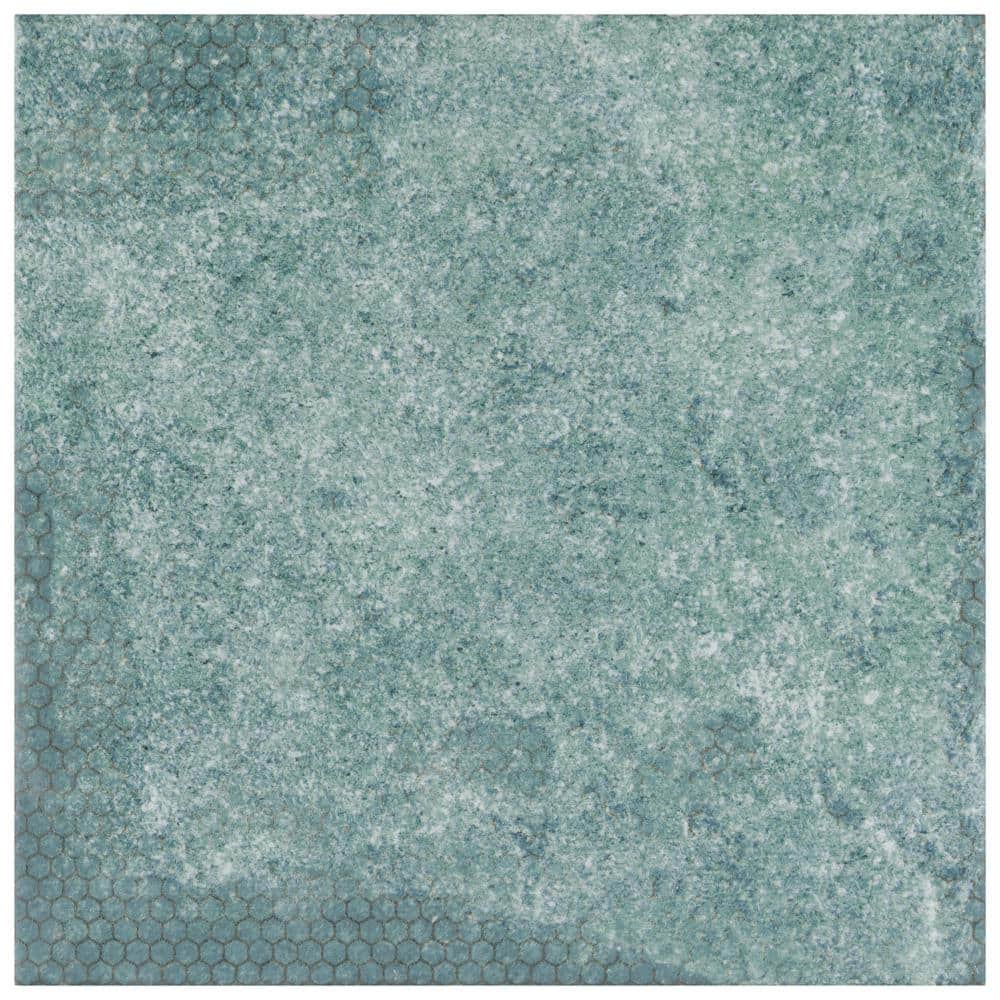 Merola Tile Mandala Sea Green 7-7/8 in. x 7-7/8 in. Ceramic Wall Take ...