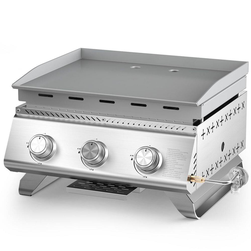 R.W.FLAME 3-Burner Portable Propane Gas Table Top Grill in Stainless ...