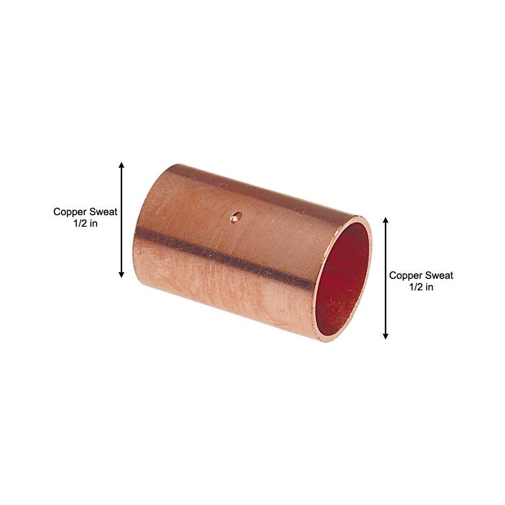 Buy 1/2 in. Copper Pressure Cup x Cup Coupling Fitting with Stop Online ...