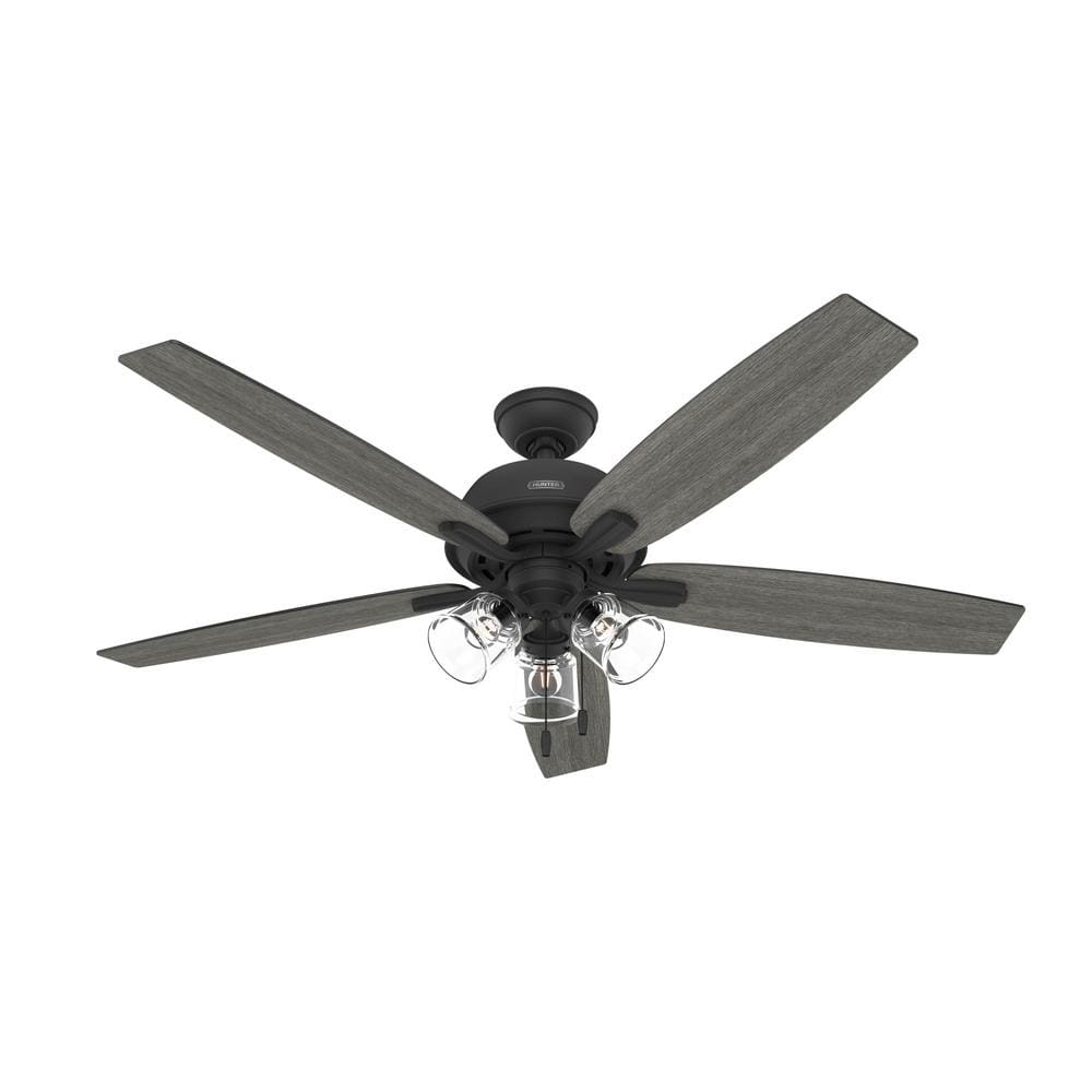 Hunter Dondra 60 in. Indoor Matte Black Ceiling Fan with Light Kit ...