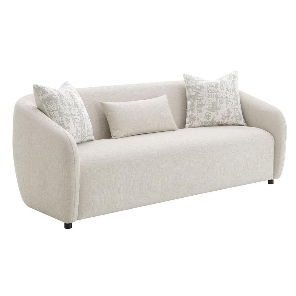 Acme Furniture Etienne 84 in. Rolled Arm Linen Rectangle Sofa in Beige ...