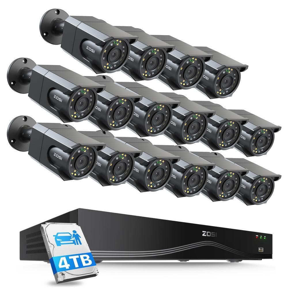 ZOSI 4K UHD 24-Channel 4TB POE NVR Security Camera System with 16 Wired ...