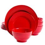 Gibson Plaza Cafe 12-Piece Casual Red Stoneware Dinnerware Set (Service ...