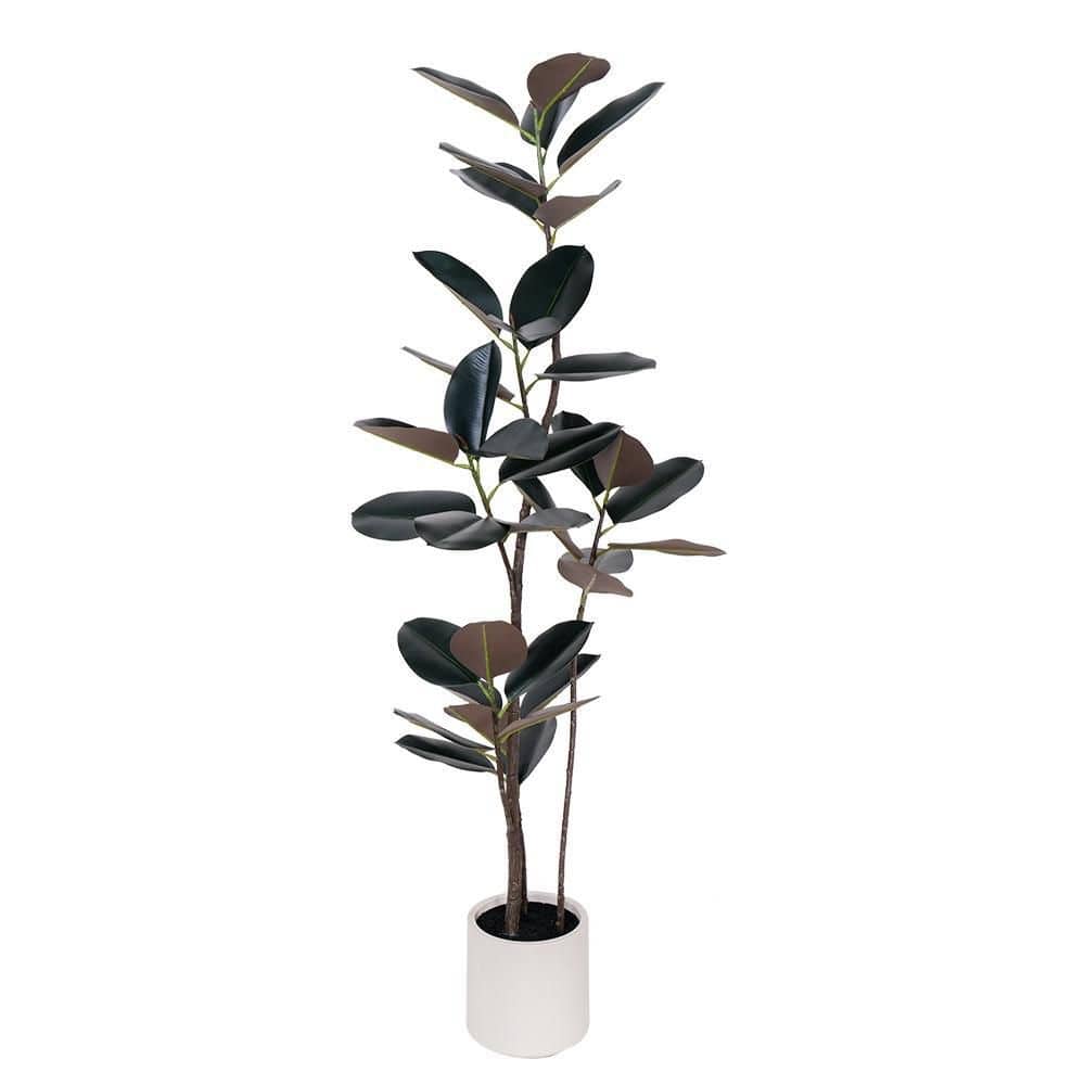 Floworld 5 ft. Artificial Rubber Tree Tree in Pot, for Indoor and ...