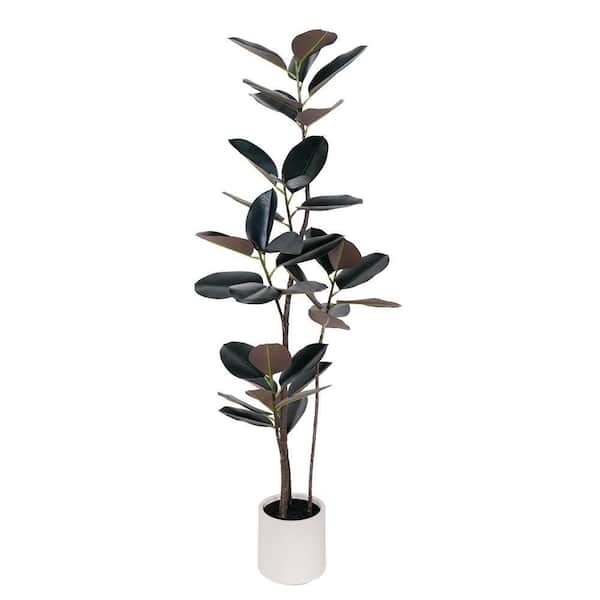 Floworld 5 ft. Artificial Rubber Tree Tree in Pot, for Indoor and ...