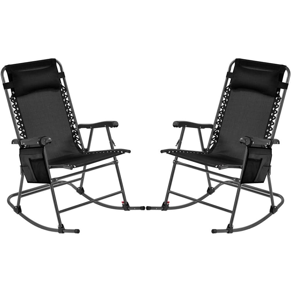 Yaheetech Patio Black Metal Outdoor Rocking Chair DYtv4w0001 - The Home ...