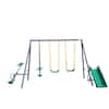Metal Outdoor Swing Set with 2 Swing Seats, 1 Glider, 1 Slide and 1 ...