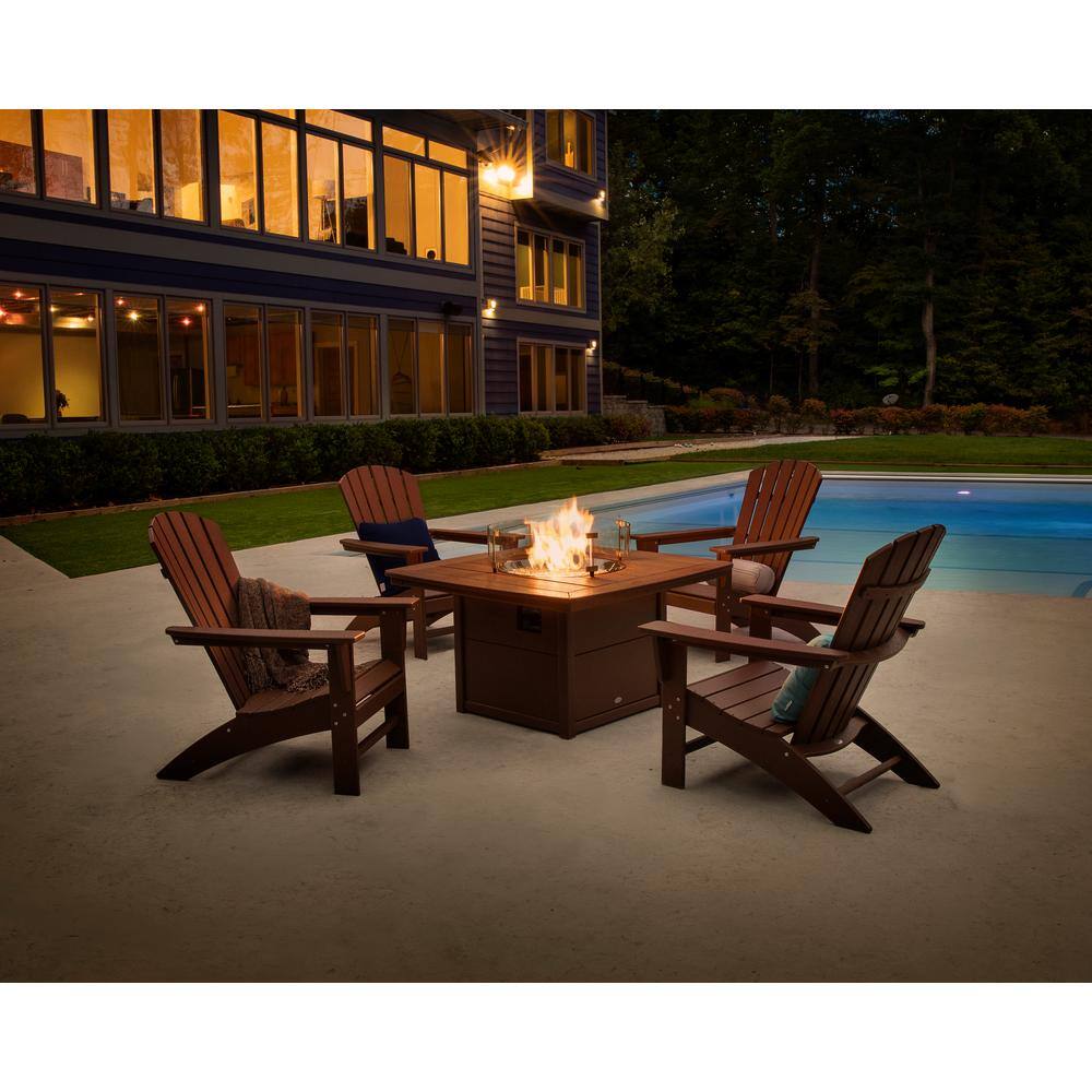 POLYWOOD Grant Park Lime 5-Piece Plastic Adirondack Patio Conversation ...