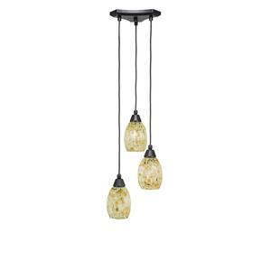 Condor 3 Light Matte Black, Cluster Pendant Light with 5 in. Natural ...