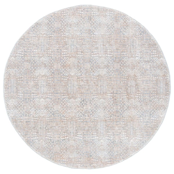 SAFAVIEH Webster 7 ft. x 7 ft. Gray/Beige Distressed Ornate Geometric ...