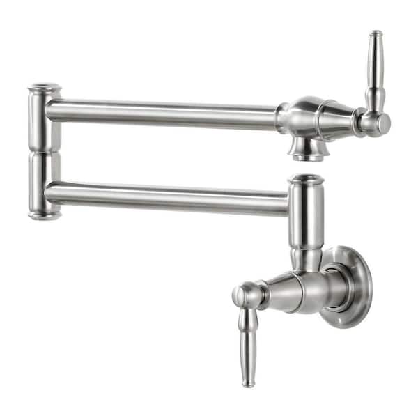 AVITAS Wall Mounted Double-Handle Kitchen Pot Filler Faucet with Double ...