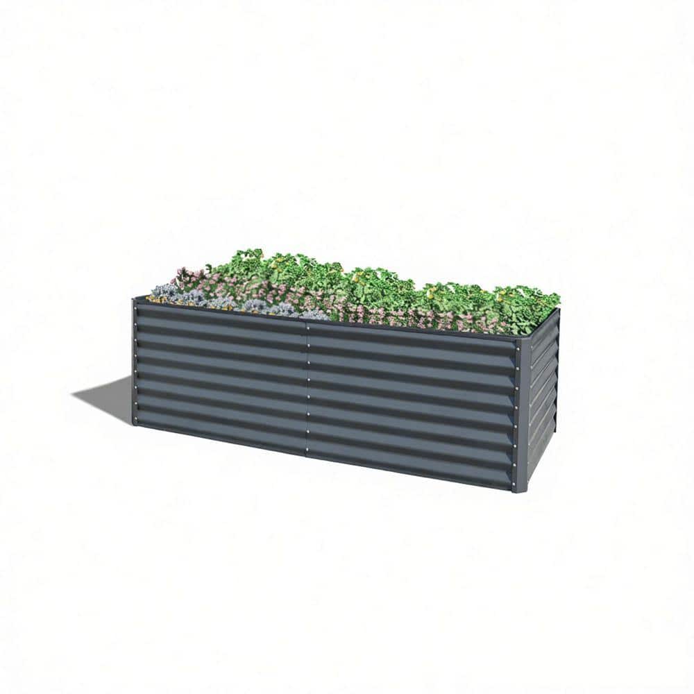 Wildaven 8 ft. x 4 ft. x 2 ft. Galvanized Steel Raised Garden Bed ...