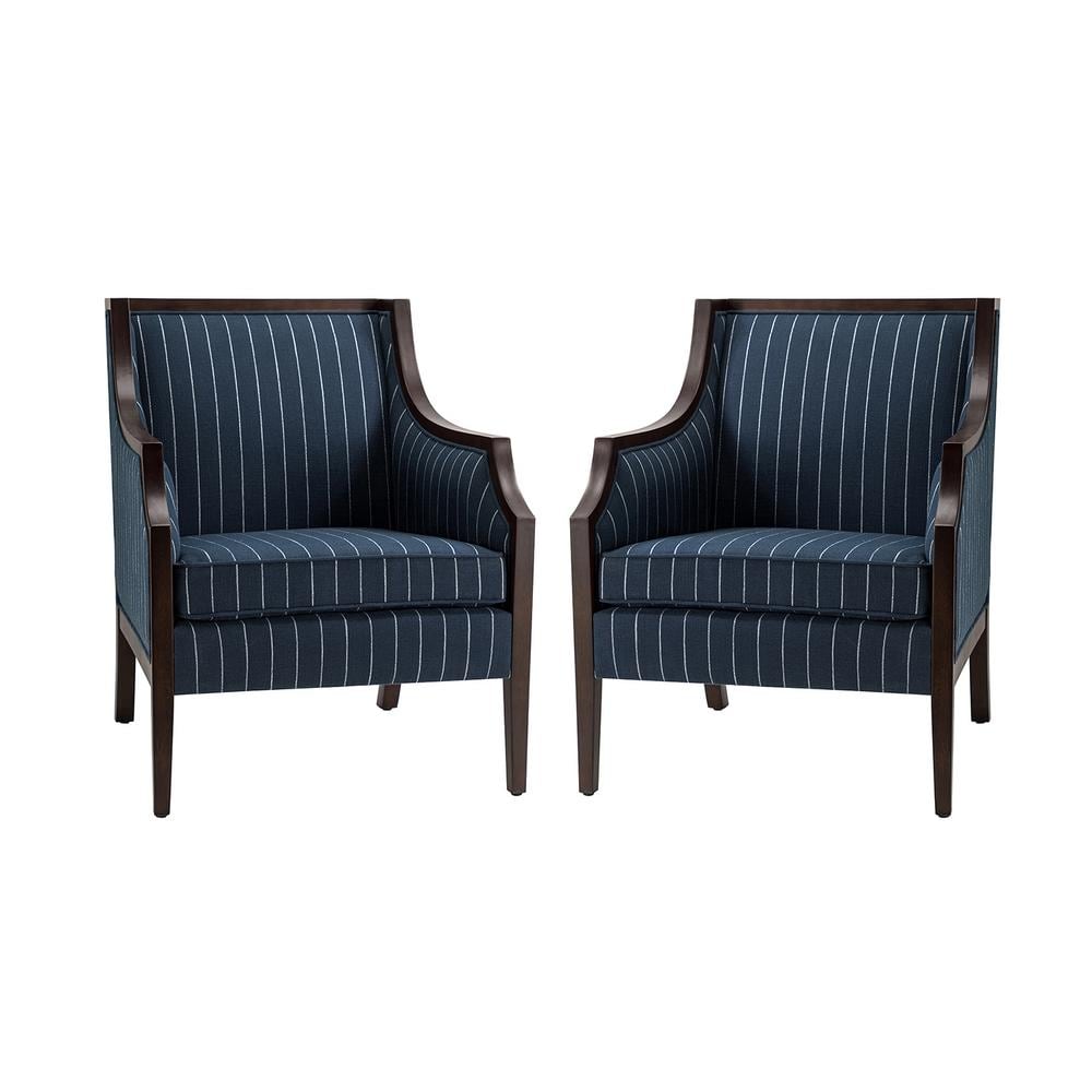 JAYDEN CREATION Falco Navy Wingback Armchair with Special Arms (Set of ...