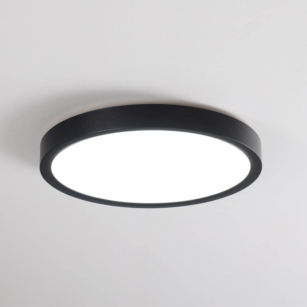 LWYTJO 9 in. 24-Watt Black Color Selectable Simple LED Flush Mount with ...