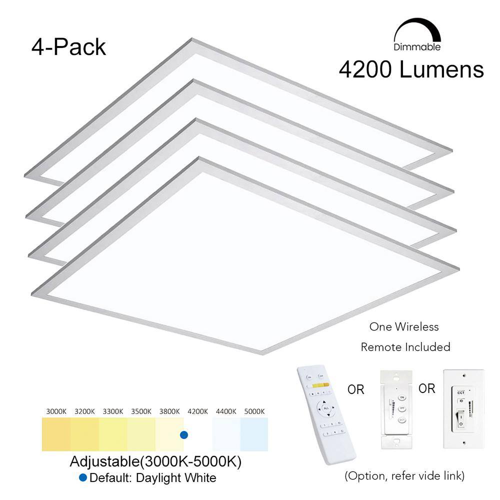 eSenLite 2 ft. x 2 ft. 4200LM 400W Equivalent White Dimmable Color CCT ...