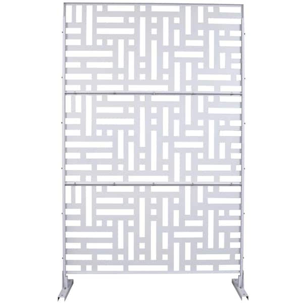 Boosicavelly 76 in. H x 48 in. W White Steel Privacy Fence Screen for ...