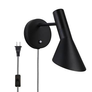 SUNLLOK Industrial 5.12 in. 1-Light Black Rotating Plug in Wall Sconces ...