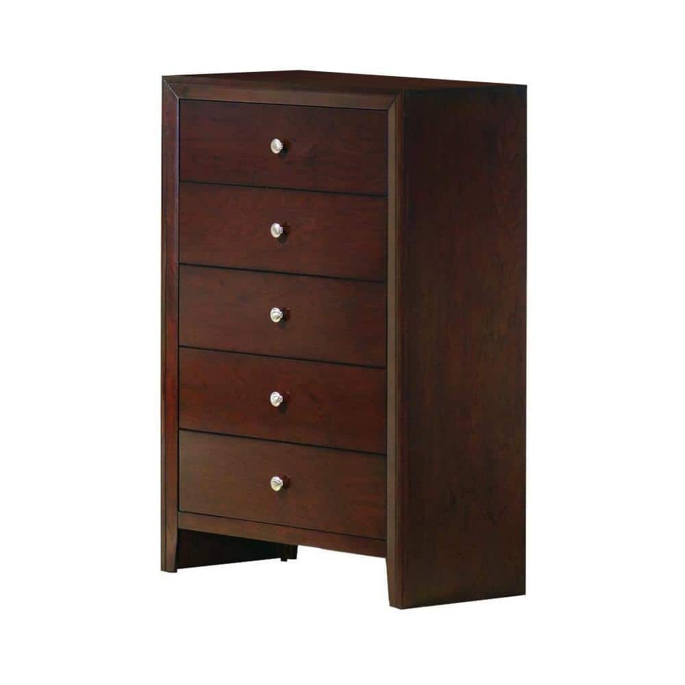 Benjara 16 in. Brown 5-Drawer Chest of Drawers BM232121 - The Home Depot