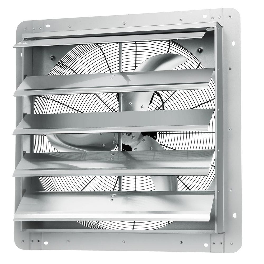 SKYSHALO 24 in. Shutter Exhaust Fan, High-Speed 3320 CFM, Aluminum ...