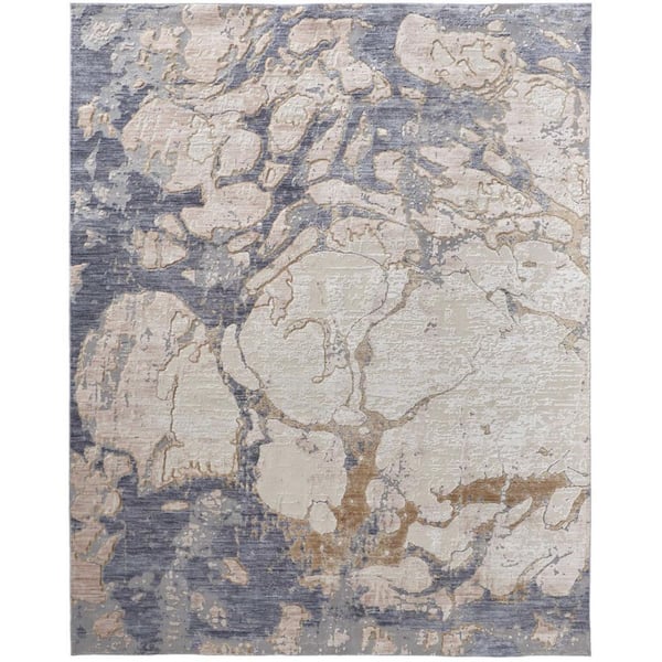 HomeRoots 3 ft. x 5 ft. Tan, Blue Abstract Area Rug 2000567314 - The ...