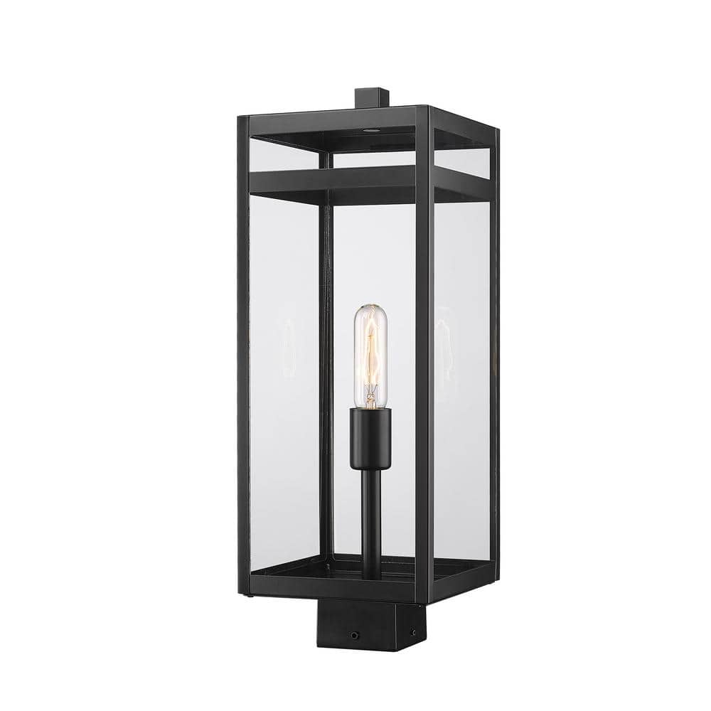 Nuri 1-Light Black 21 in. Aluminum Hardwired Outdoor Weather Resistant ...