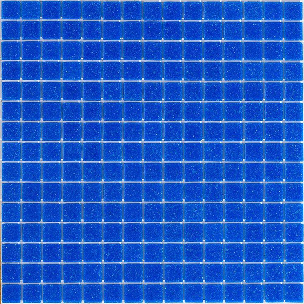 Apollo Tile Dune Glossy Cerulean Blue 12 in. x 12 in. Glass Mosaic Wall ...
