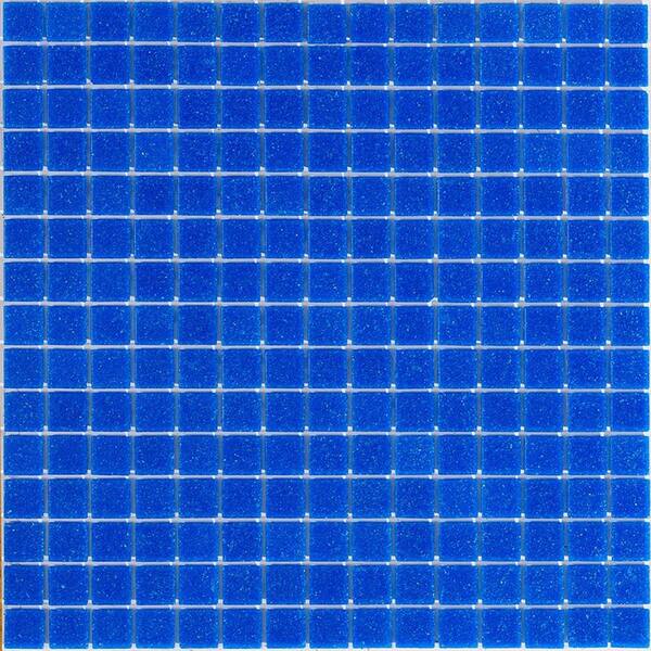 Apollo Tile Dune Glossy Cerulean Blue 12 in. x 12 in. Glass Mosaic Wall ...