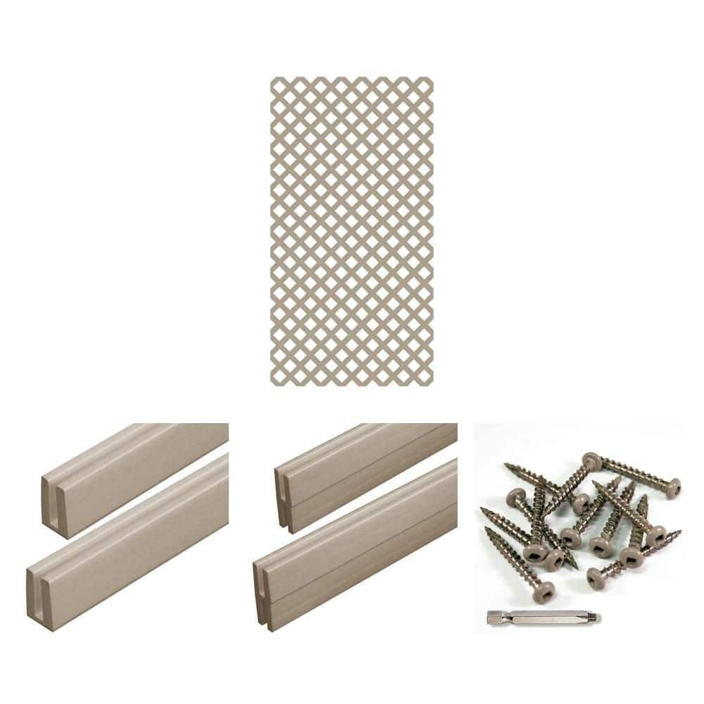 4 ft. x 8. ft Clay Classic Diamond Vinyl Lattice Panel with Color ...